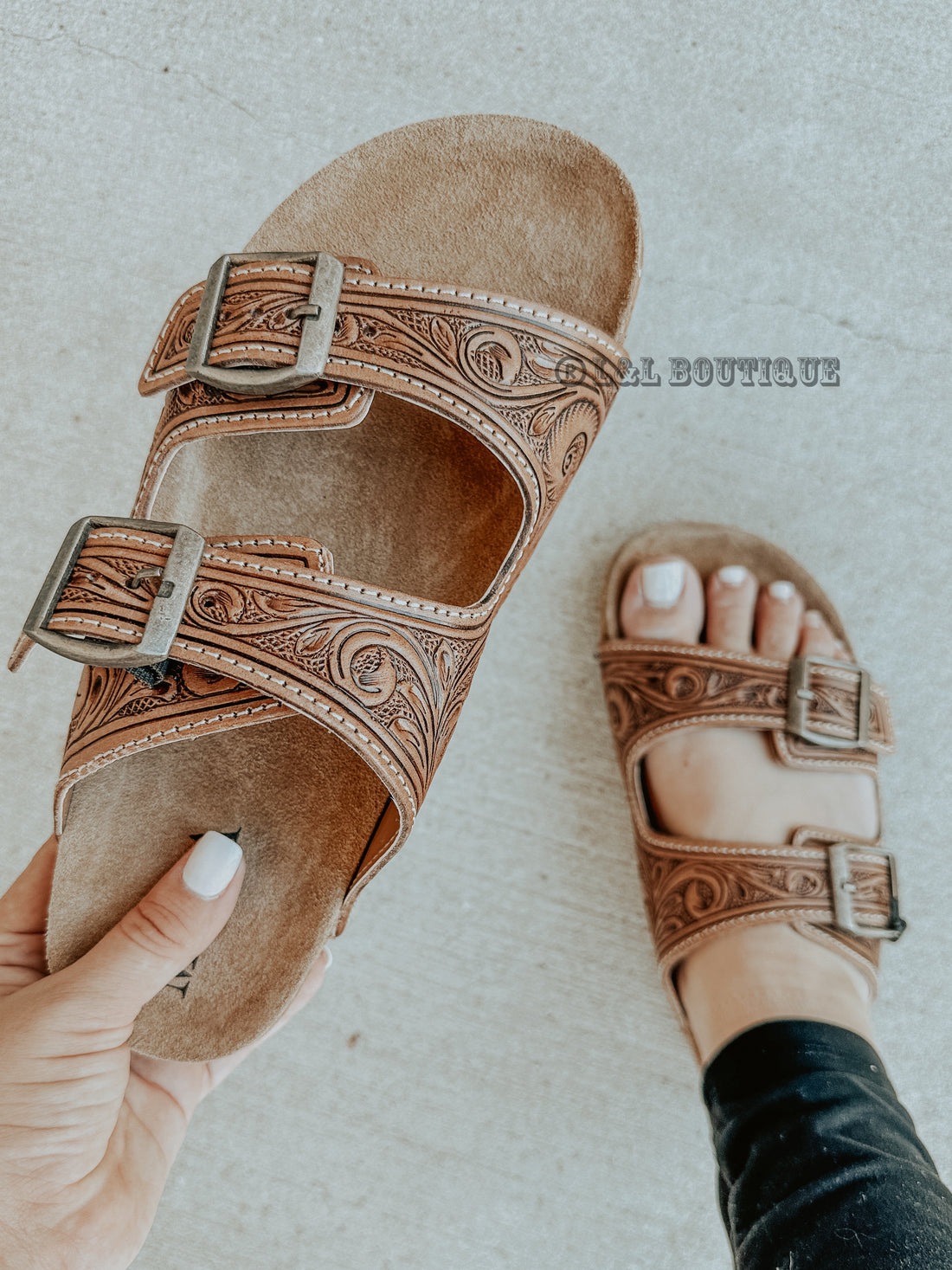 Darla Tooled Leather Sandals – L&L Boutique